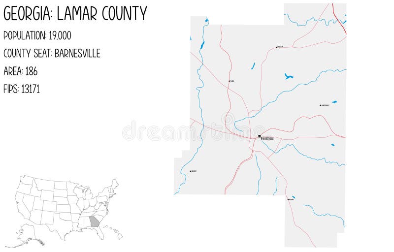 Large and Detailed Map of Lamar County in Georgia Stock Vector ...