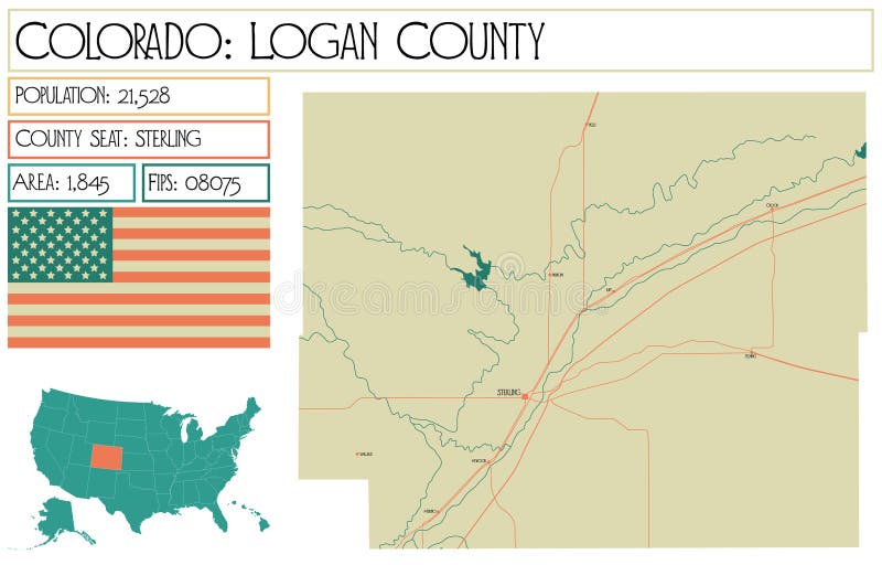 Map of Logan County in Colorado USA Stock Vector - Illustration of ...