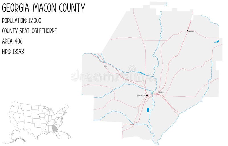 Large and Detailed Map of Macon County in Georgia Stock Vector ...