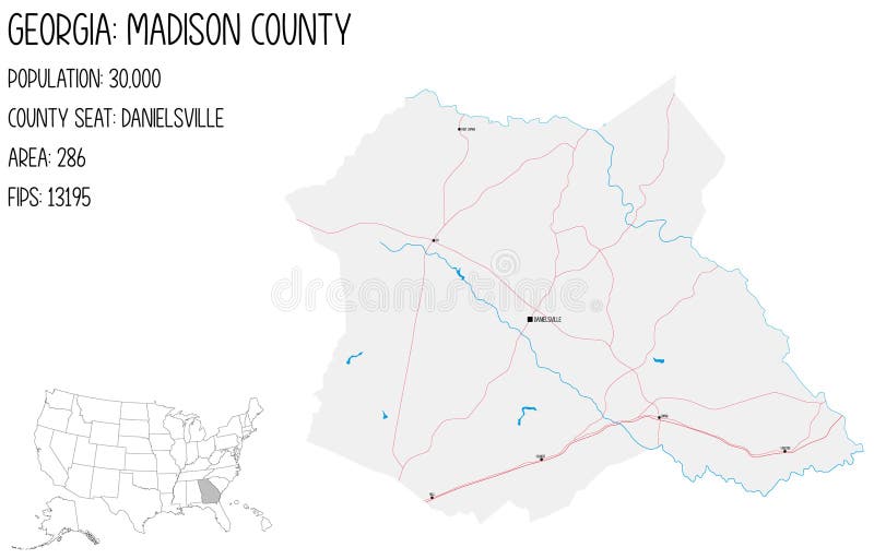 Large and Detailed Map of Madison County in Georgia Stock Vector ...
