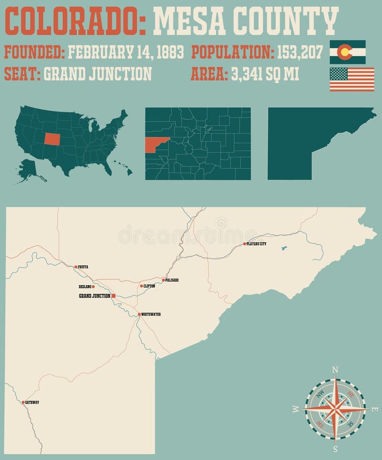 Map of Mesa County in Colorado Stock Vector - Illustration of nation ...