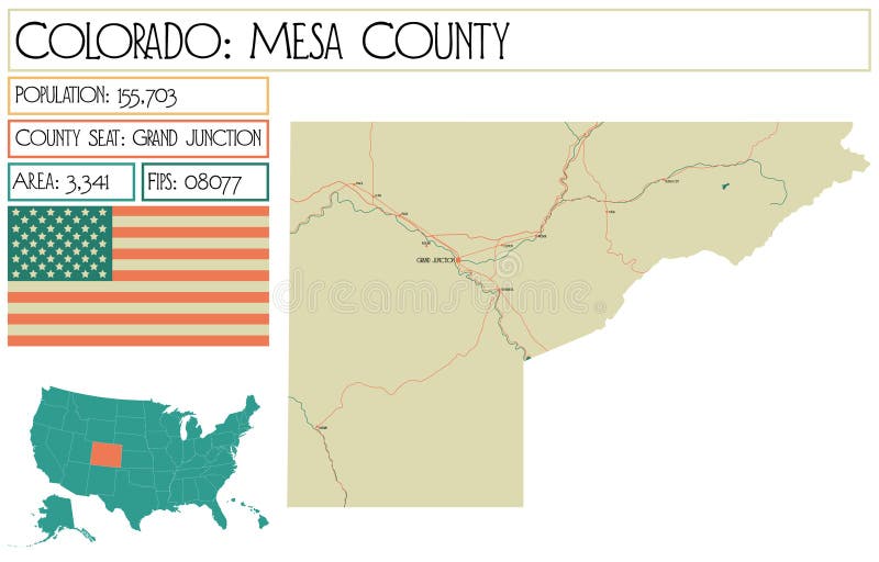 Map of Mesa County in Colorado USA Stock Vector - Illustration of ...
