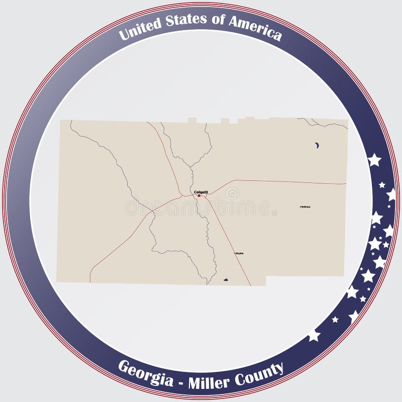 Map of Miller County in Georgia Stock Vector - Illustration of united ...