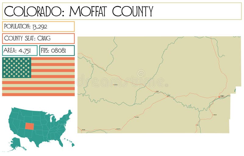 Map of Moffat County in Colorado USA Stock Vector - Illustration of ...