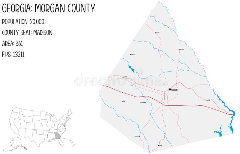 Large and Detailed Map of Morgan County in Georgia Stock Vector ...