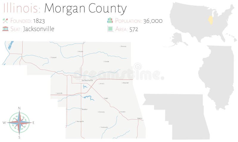 Map of Morgan County in Illinois Stock Vector - Illustration of ...