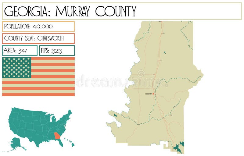 Large and Detailed Map of Murray County in Georgia Stock Vector ...
