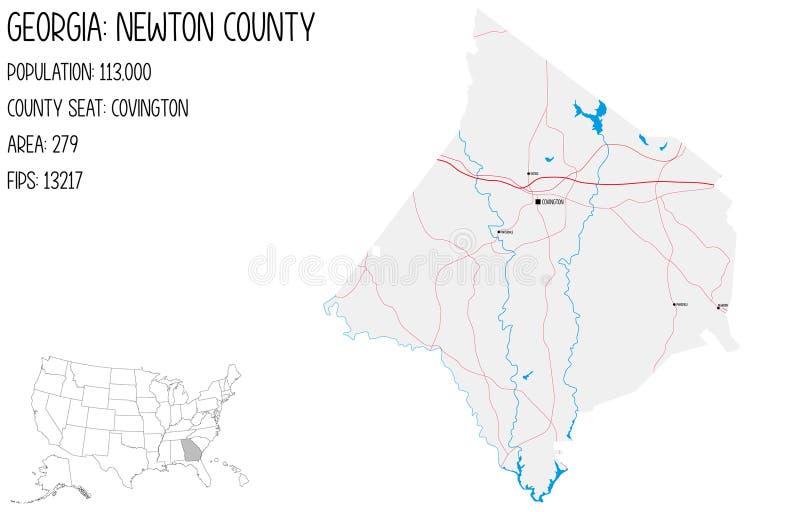 Large and Detailed Map of Newton County in Georgia Stock Vector ...