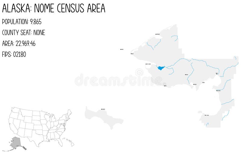 Map of Nome Census Area in Alaska, USA. Stock Vector - Illustration of ...