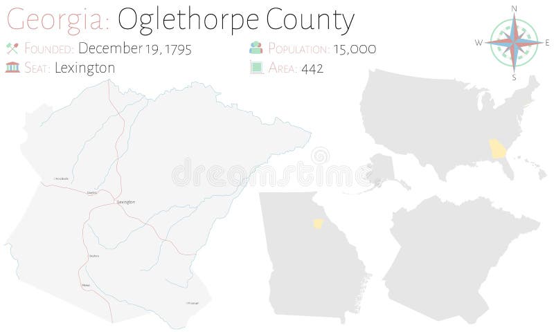 Map of Oglethorpe County in Georgia Stock Vector - Illustration of ...