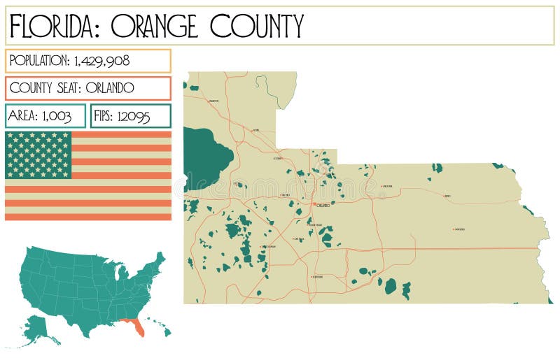 Map of Orange County in Florida USA Stock Vector - Illustration of ...