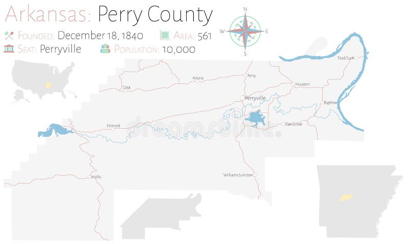 Map of Perry County in Alabama Stock Vector - Illustration of geography ...