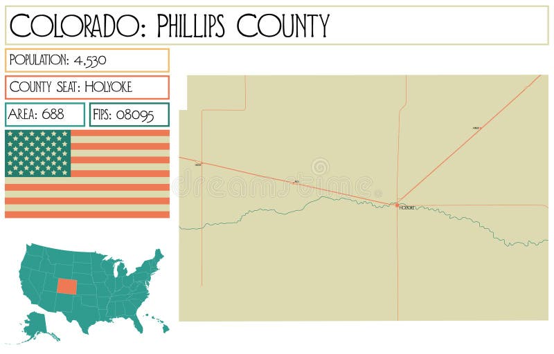 Map of Phillips County in Colorado USA Stock Vector - Illustration of ...
