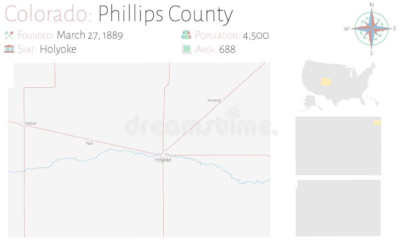 Map of Phillips County in Colorado Stock Vector - Illustration of city ...