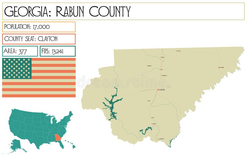 Large and Detailed Map of Rabun County in Georgia Stock Vector ...