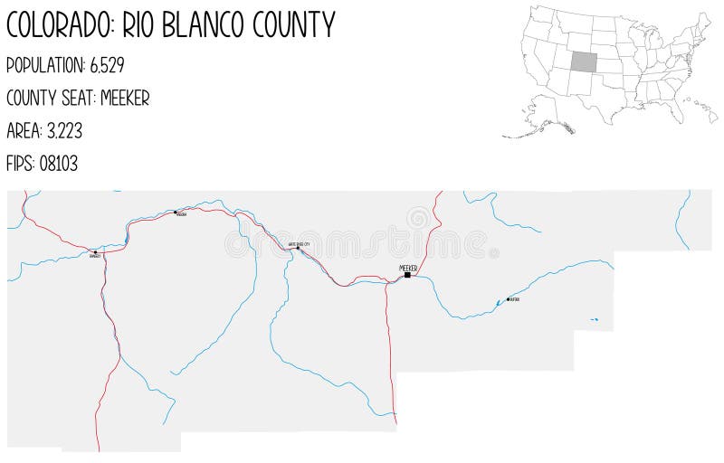 Map of Rio Blanco County in Colorado, USA Stock Vector - Illustration ...