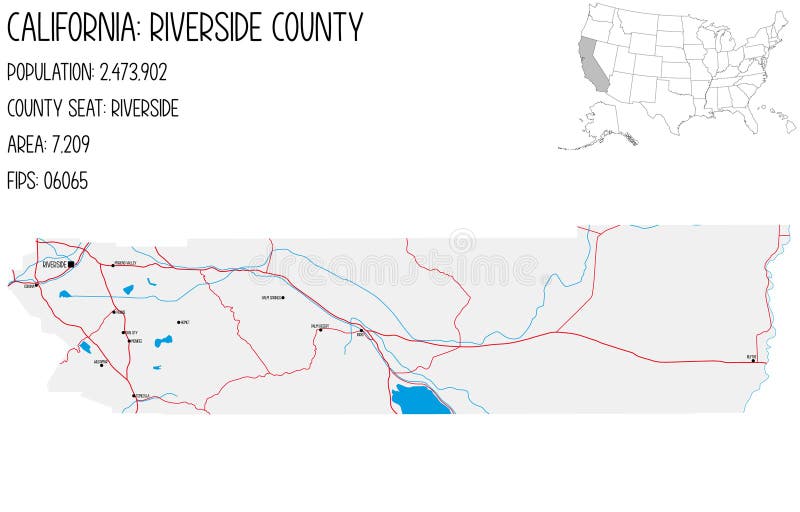 Map of Riverside County in California, USA Stock Vector - Illustration ...