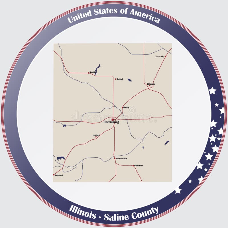 Map of Saline County in Illinois Stock Vector - Illustration of green ...