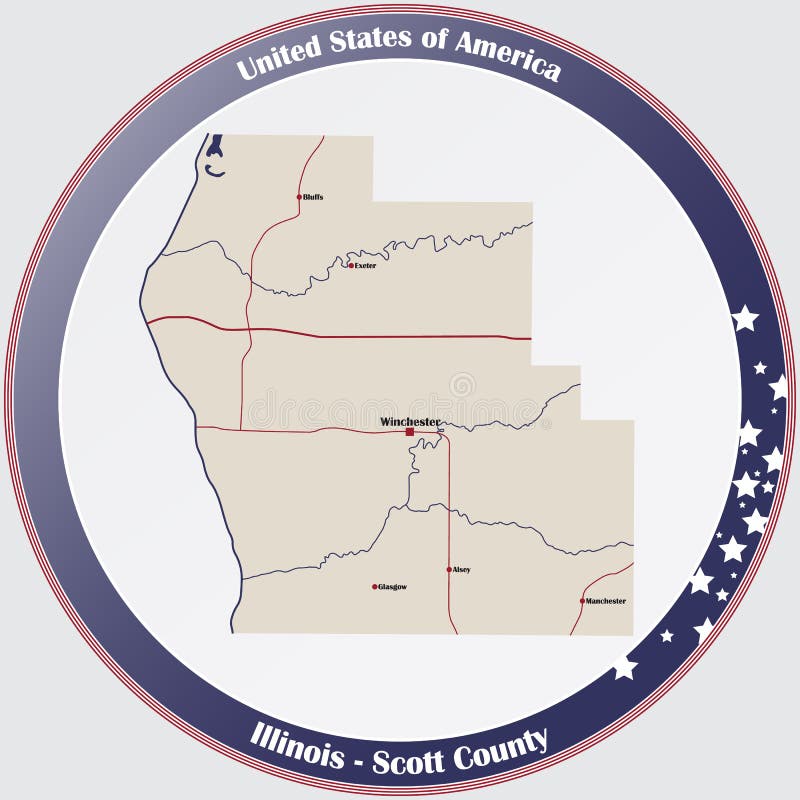 Map of Scott County in Illinois Stock Vector - Illustration of nation ...