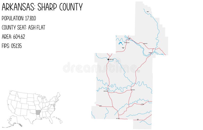 Arkansas, Sharp county map stock vector. Illustration of detail - 97229530