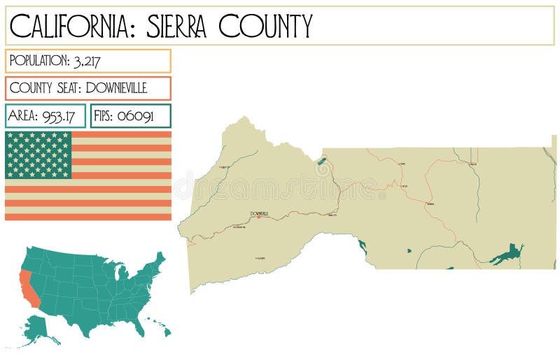 Sierra County in California Stock Vector - Illustration of highway ...