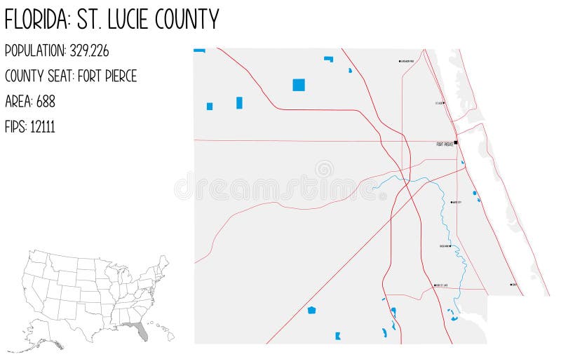Map of St. Lucie County in Florida, USA Stock Vector - Illustration of ...