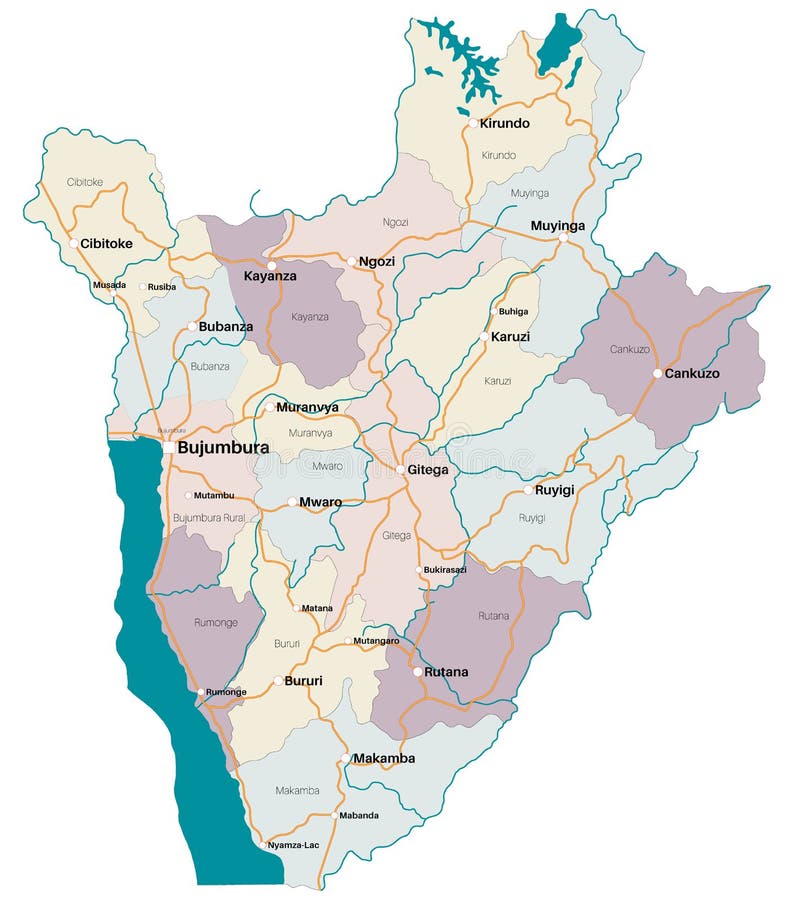 Detailed Map Of Burundi Stock Vector Illustration Of Bujumbura 149699666