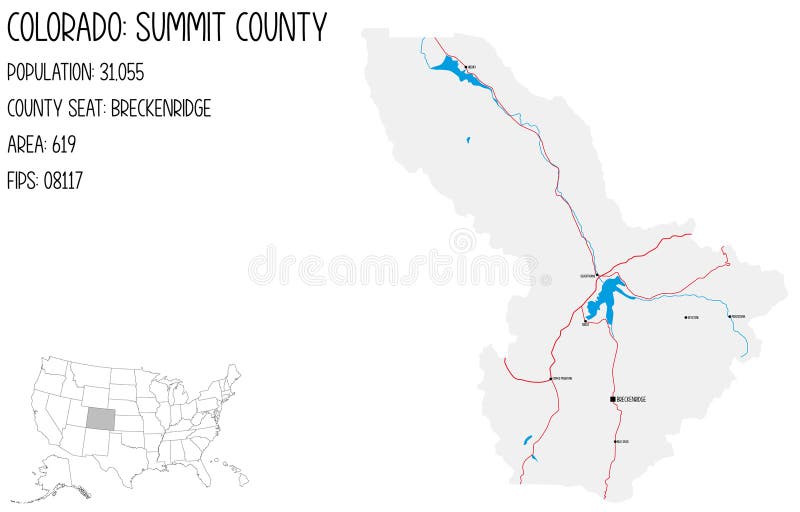 Map of Summit County in Colorado, USA Stock Vector - Illustration of ...