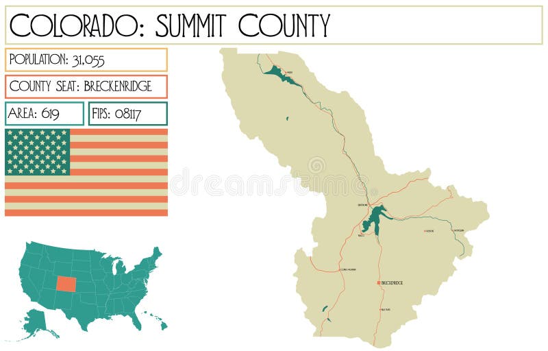 Map of Summit County in Colorado USA Stock Vector - Illustration of ...