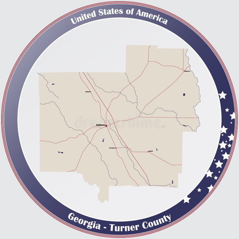 Map of Turner County in Georgia Stock Vector - Illustration of city ...