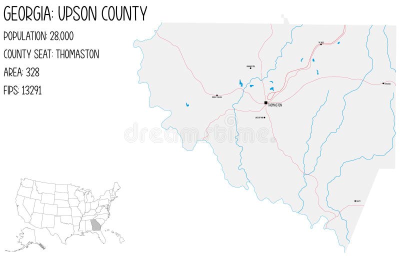 Large and Detailed Map of Upson County in Georgia Stock Illustration ...