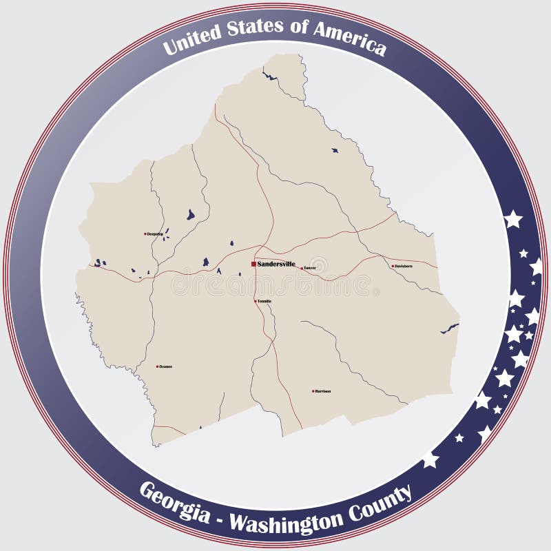 Map of Washington County in Georgia Stock Vector - Illustration of ...