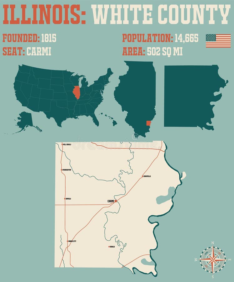 Map of White County in Illinois Stock Vector - Illustration of american ...