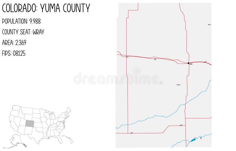 Map of Yuma County in Colorado, USA Stock Vector - Illustration of fips ...