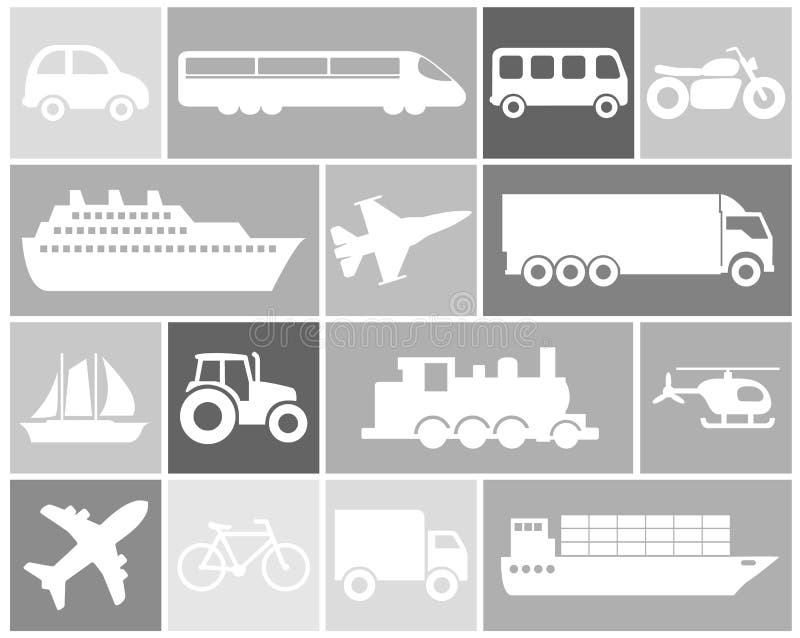 Icon set of vehicles stock vector. Illustration of lorry - 109542577