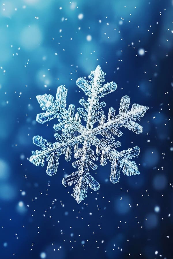 A Large, Detailed Snowflake Rests on a Snowbed Stock Image - Image of ...