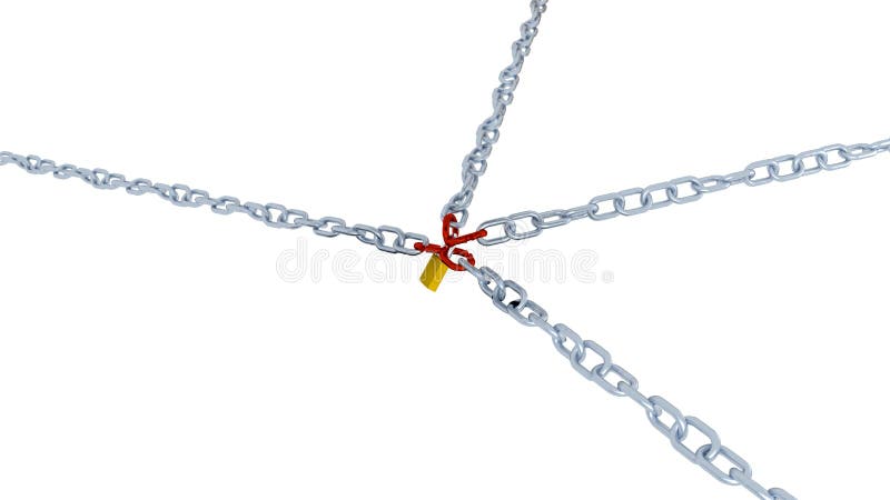 Large and Diagonal View of Four Long Chains with Four Red Link L Stock ...