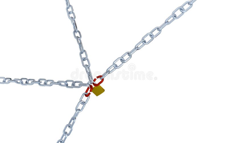 Large and Diagonal View of Four Long Chains with Two Red Link Lo Stock ...