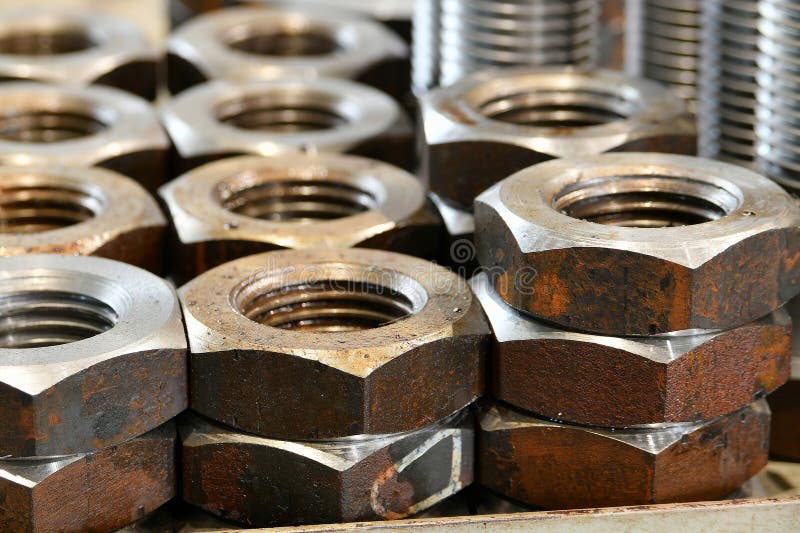 Large Diameter Hex Nuts Made on a Lathe in Stock Stock Image - Image of ...