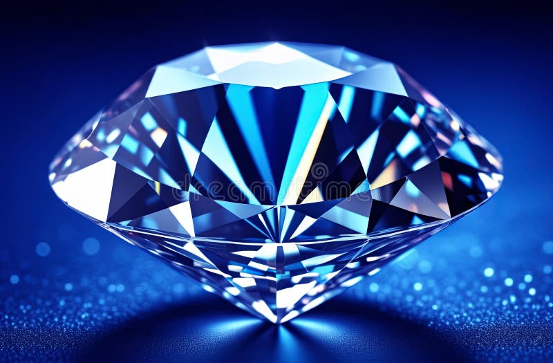 A Large Diamond with Iridescent Facets on a Dark Background ...