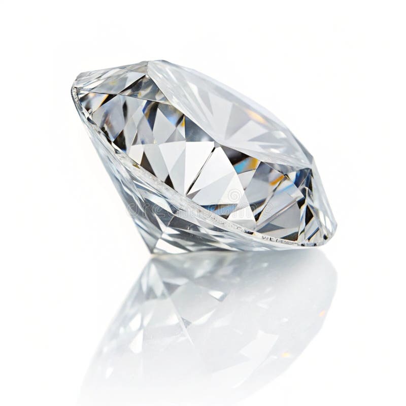 Large Diamond on Reflective Background Isolated on White Background ...