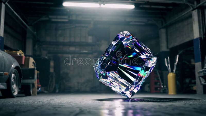 Large Diamond Rotating in Empty Garage Stock Video - Video of garage ...