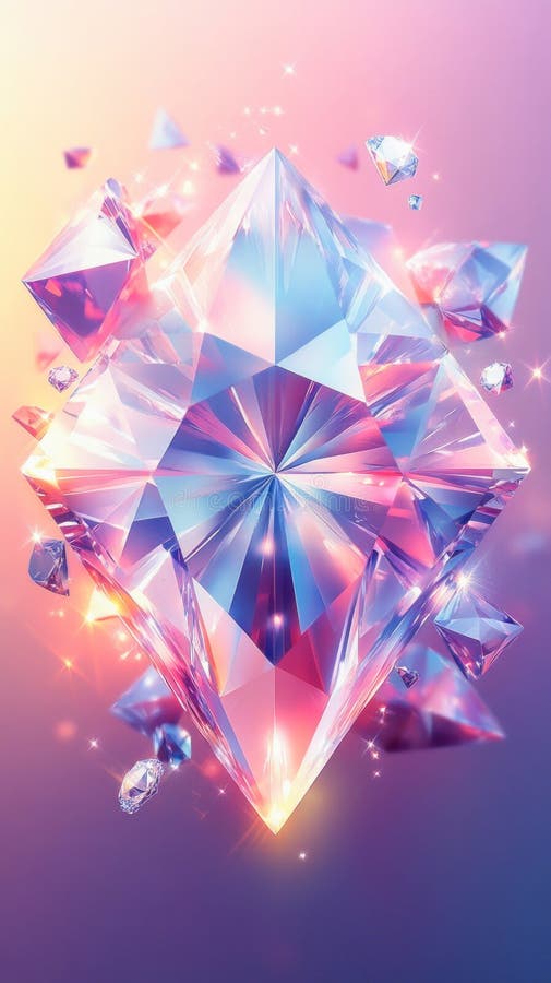 Large Diamond Surrounded by Smaller Diamonds Floating on a Gradient ...