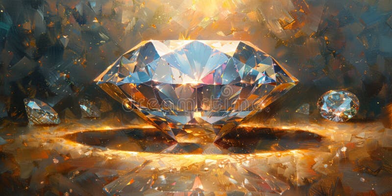 A Large Diamond Surrounded by Smaller Diamonds on a Table Stock Photo ...