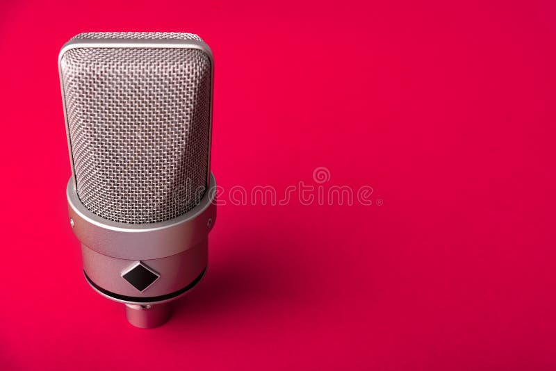 Large Diaphragm Condenser Studio Microphone. on a Red Background. Stock ...