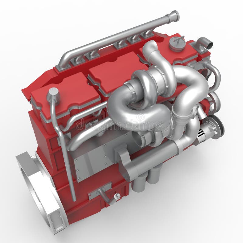 Large Diesel Engine Isolated on a White Background. 3d Illustration ...