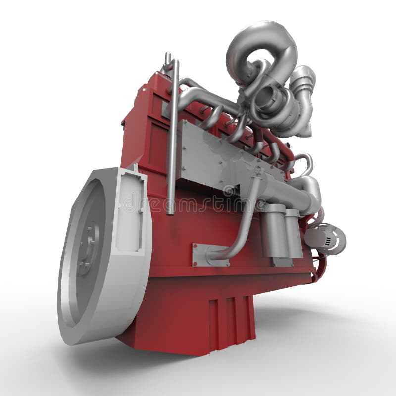 Large Diesel Engine Isolated on a White Background. 3d Illustration ...
