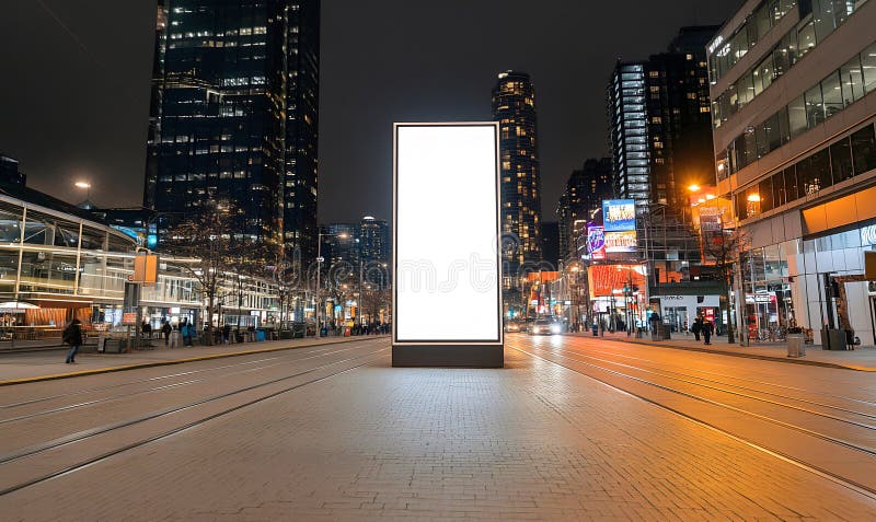 Large Digital Billboard in an Open Urban Space at Night Stock Photo ...