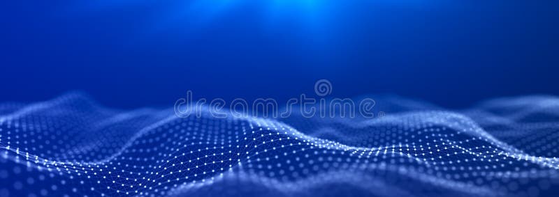 Large Digital Data Background. Abstract Wave with Moving Dots. 3d ...