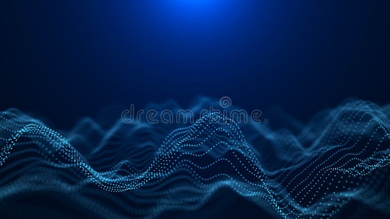 Large Digital Data Background. Abstract Wave with Moving Dots. 3d ...
